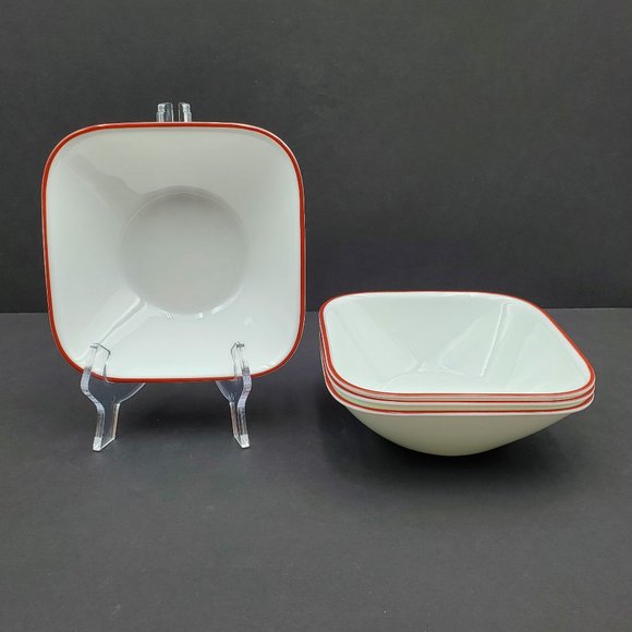 Corelle | Dining | Corelle Splendor Red Band Square Soup Cereal Bowls ...